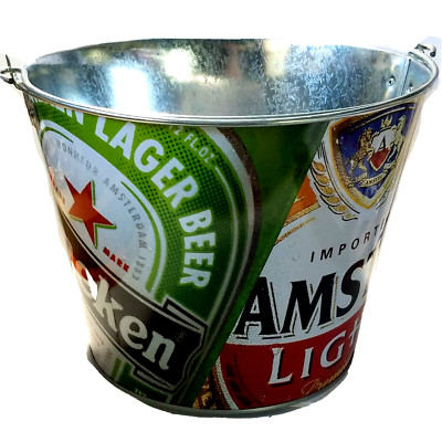 Heineken Amstel Light Beer Ice Bucket 5 Qt Galvanized 7 1/4" Tall | eBay