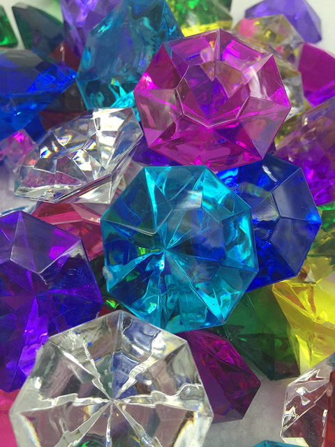72 Assorted Color Acrylic Large Diamond Gems 32mm x 24mm By Sunrise ...