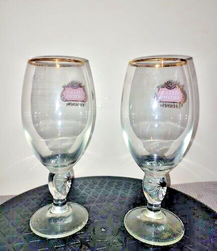 set of 2 Stella Artois Gold Rimmed Beer Glasses | eBay