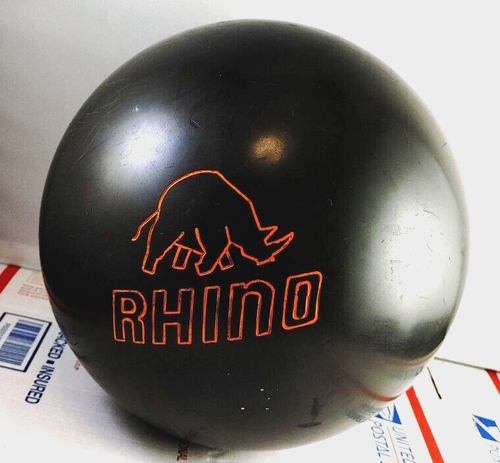 Vintage Brunswick RHINO 16lbs Bowling Ball 16 lbs Drilled Black Retro ...
