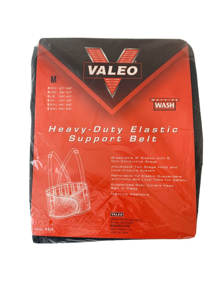 🔥 Valeo Industrial Heavy Duty 9" Back Support Elastic Belt Brace Size M ...