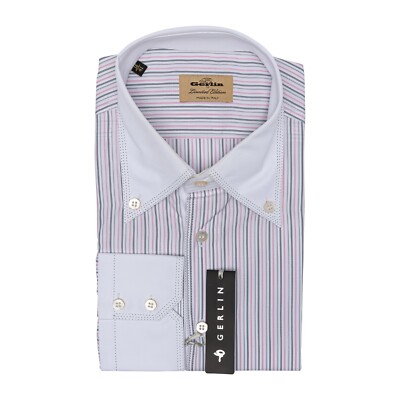 LUXURY GERLIN Shirt Striped Point White ALUMO Cotton 16 41 2T ZILLI | eBay