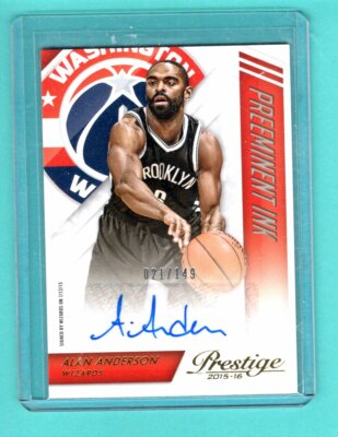 2015 Prestige preeminent ink Autograph ALAN ANDERSON no.PI-AA wizards ...