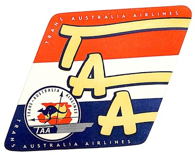 Trans Australian Airlines TAA Luggage Label Red White Blue Yellow ...
