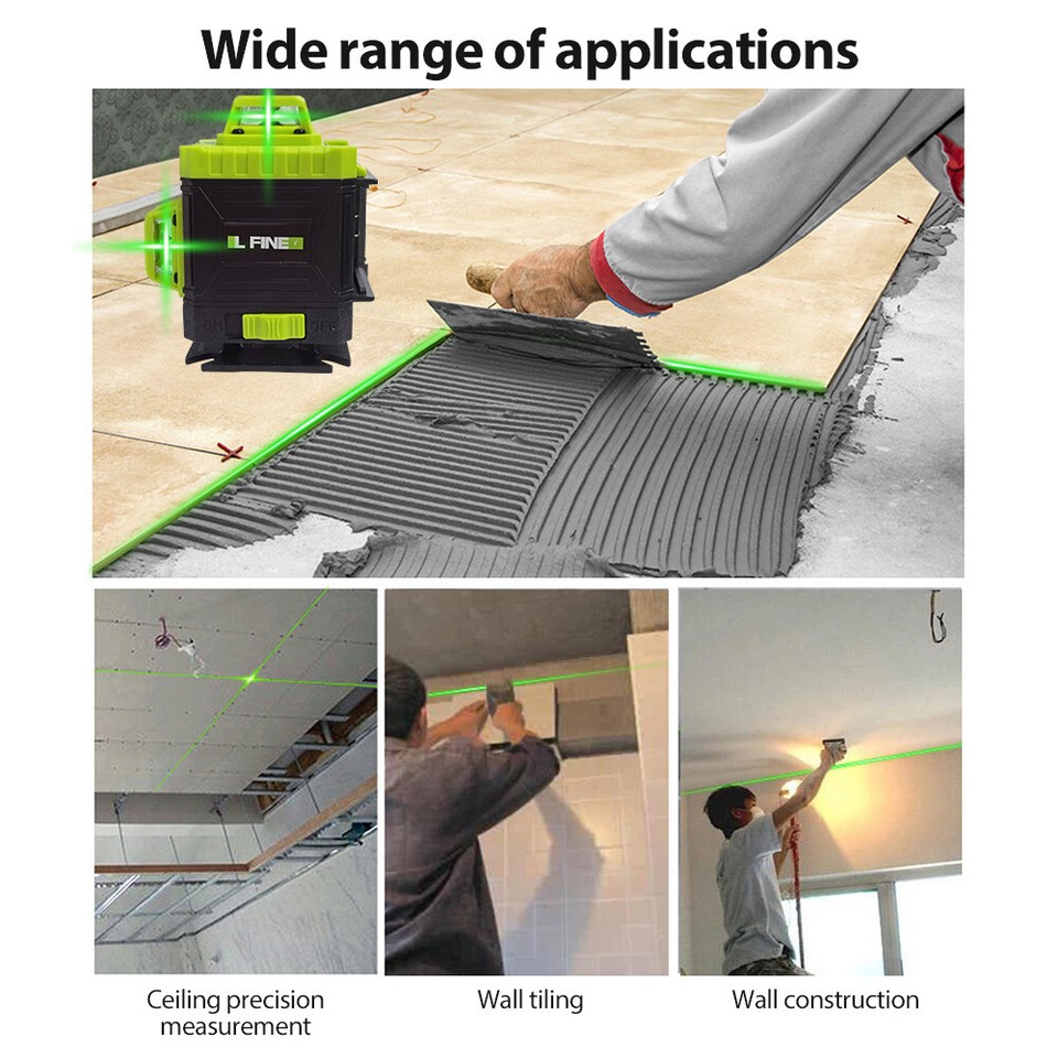 L FINE 16 Line 4D 360° Rotary Green Laser Level Self Leveling Measure ...