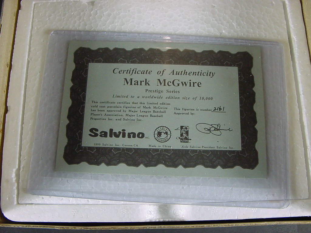 MARK MCGWIRE SALVINO 1999 Cold Cast Porcelain Figurine Prestige Series ...