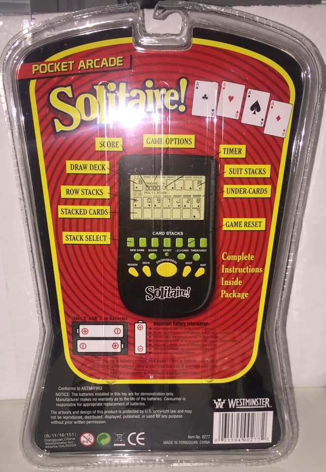 Westminster Pocket Arcade Solitaire Handheld Electronic Game (0277 ...
