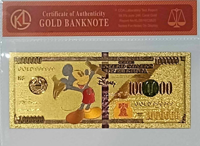 Coolest Mouse around MICKEY MOUSE COA Laboratory Tested 99.9% 24k Gold ...