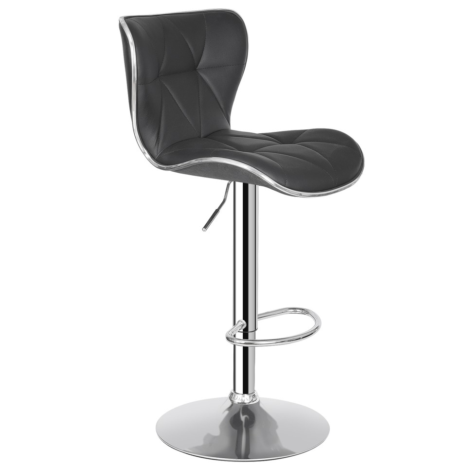 Set of 4 Shell Back Bar Stools Adjustable Swivel PU Leather Stool with ...