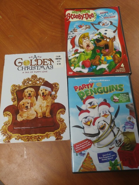Lot of 3 Kids Christmas DVDs (Scooby Doo, Penguins, a Golden Christmas ...