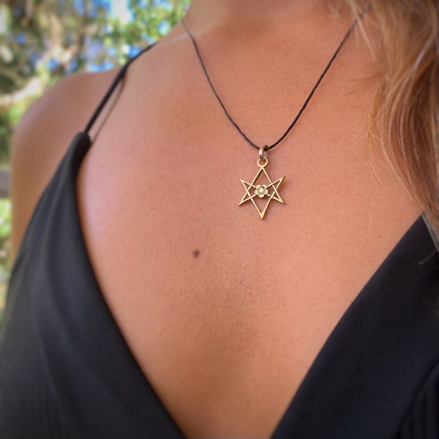 Aquarian Star Magical Hexagram sm Brass pendant necklace | eBay Australia