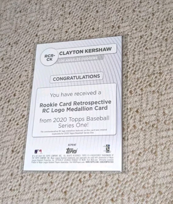 2020 CLAYTON KERSHAW TOPPS RC LOGO MEDALLION RETROSPECTIVE RCR-CK ...