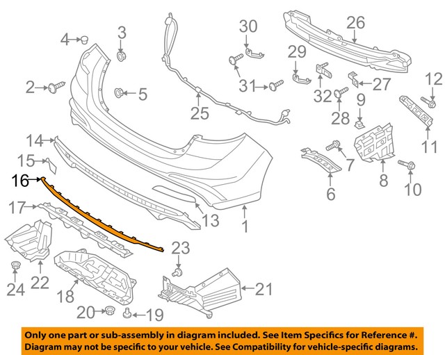Genuine Hyundai Moulding-rear Bumper LWR CTR 86689F2500 OEM for sale ...