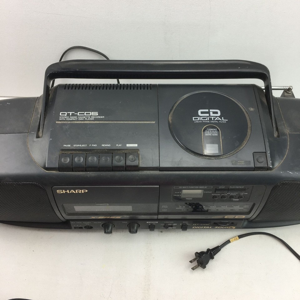 Sharp QT-CD5 Stereo Radio Cassette Record CD Play X-Bass Digital Sound ...