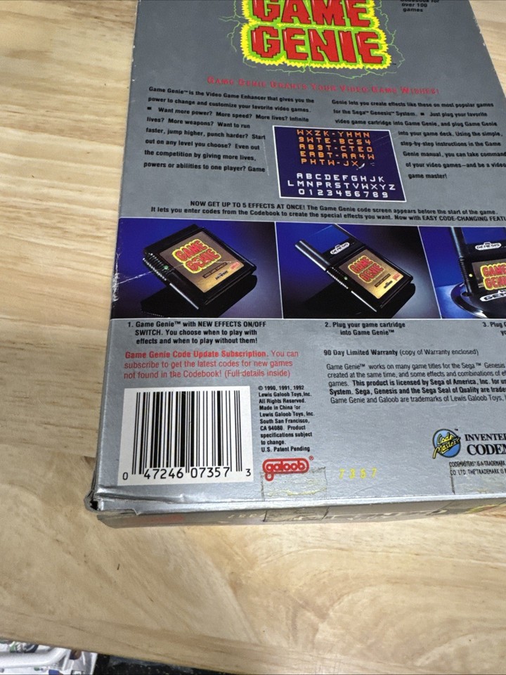 Game Genie Video Game Enhancer Sega Genesis 1992 In Long Box (BOX ONLY ...