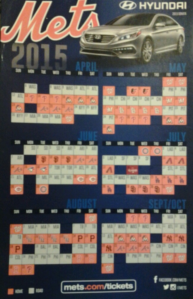 2015 New York Mets Stadium Giveaway SGA Fridge Magnet Schedule Brand ...