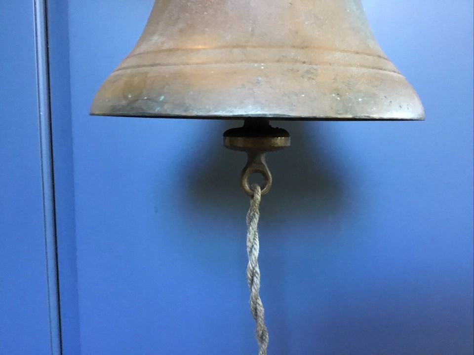 Antique Cast Bronze Ship/School Bell Bronze Clapper with Original Pull ...