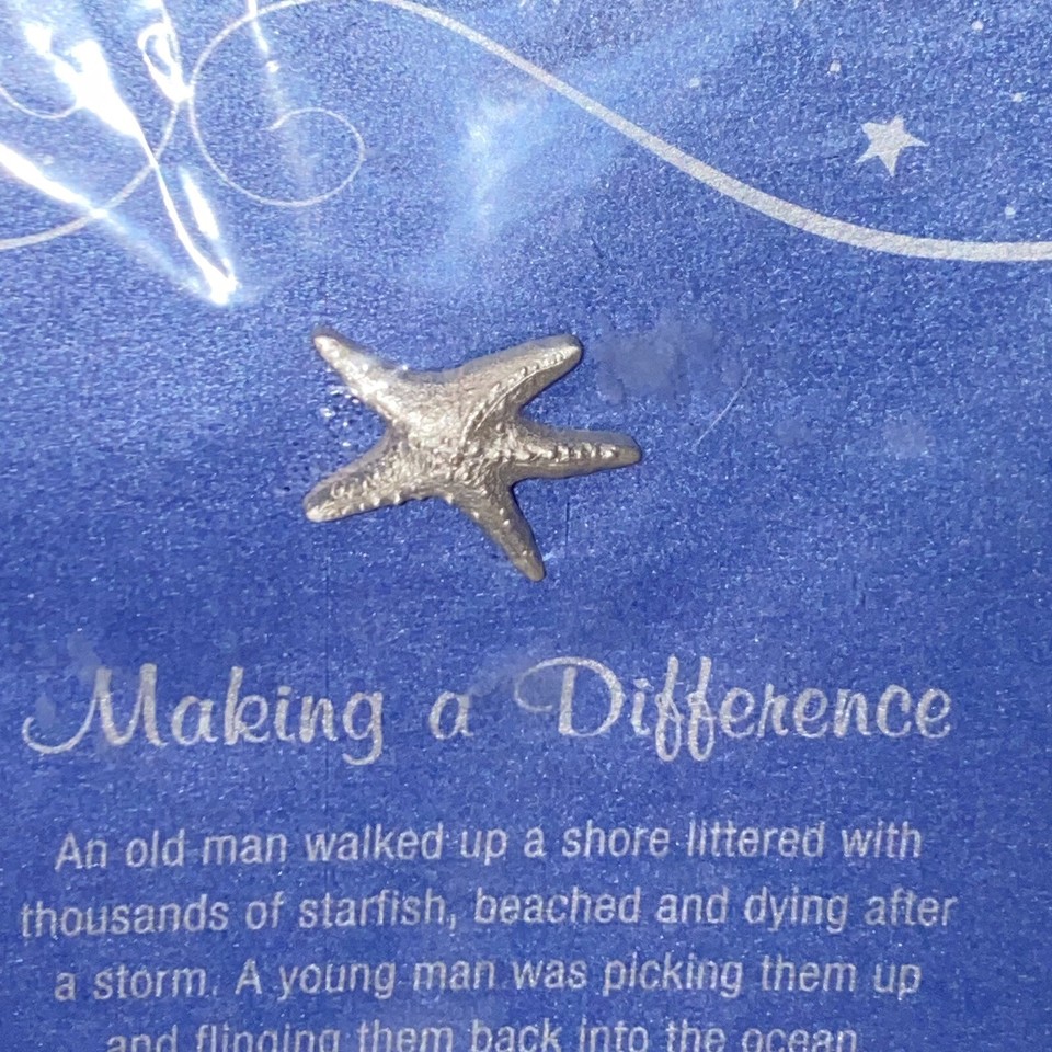 Making A Difference Pewter Starfish Pin with Inspirational Poem by ...
