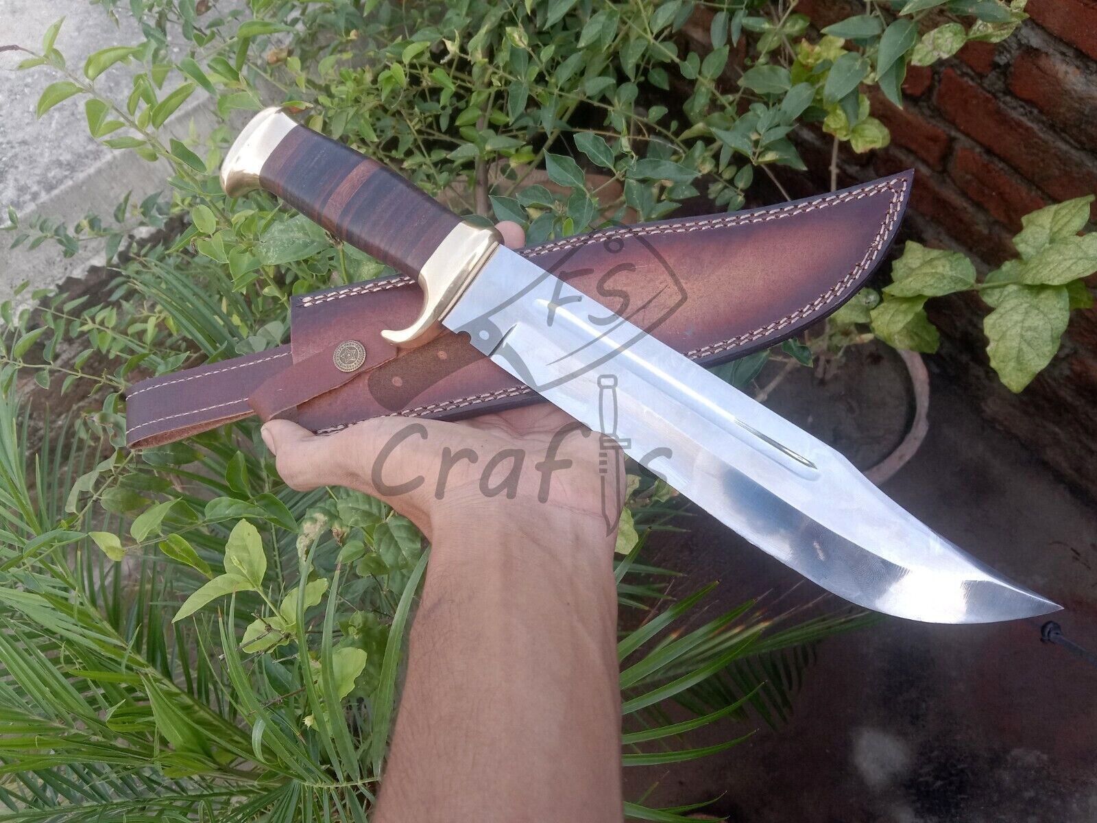 16'' Outback Bowie Knife Custom Handmade Hunting Survival Crocodile ...