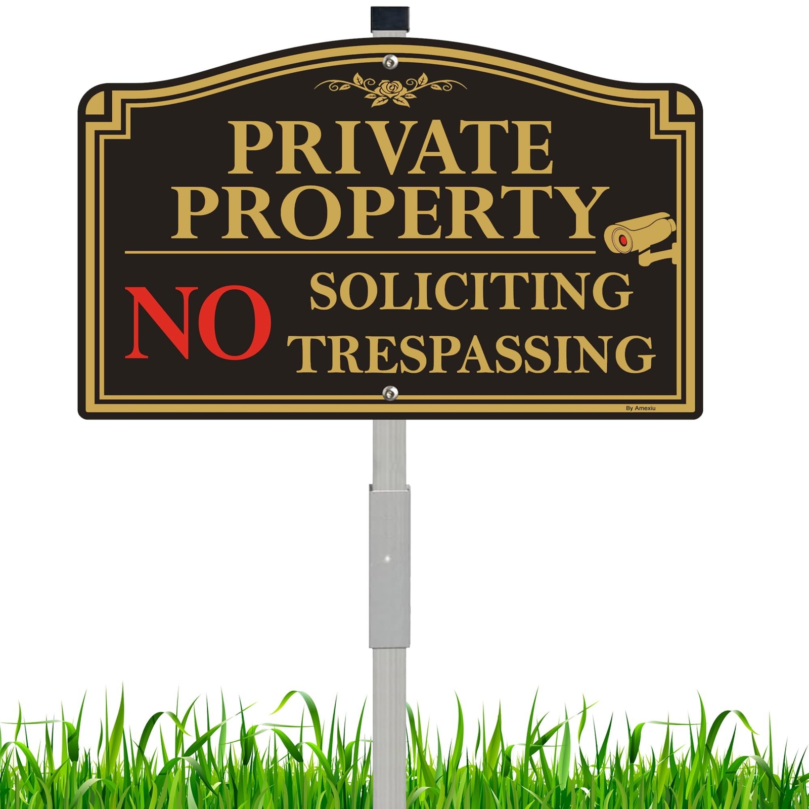Private Property No Trespassing Sign, 12" x 8" No Soliciting Sign ...