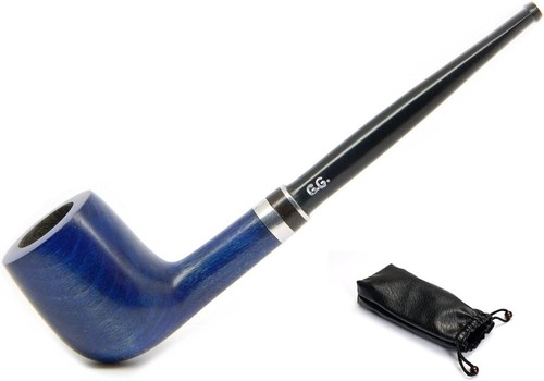 Small Wooden Tobacco Smoking Pipe Hand Carved Metal cooling filter Blue ...