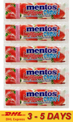 5 x Mentos Incredible Chew Candy Chewy Fruity Bouncy - STRAWBERRY ...