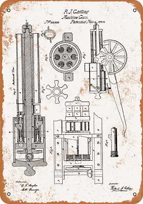 METAL SIGN - 1862 Gatling Machine Gun Patent - Vintage Look ...