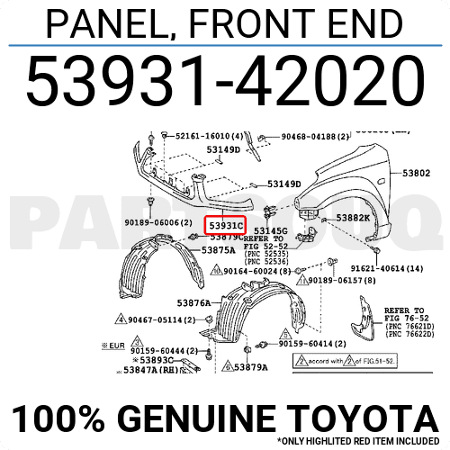 5393142020 Genuine Toyota PANEL, FRONT END 53931-42020 | eBay