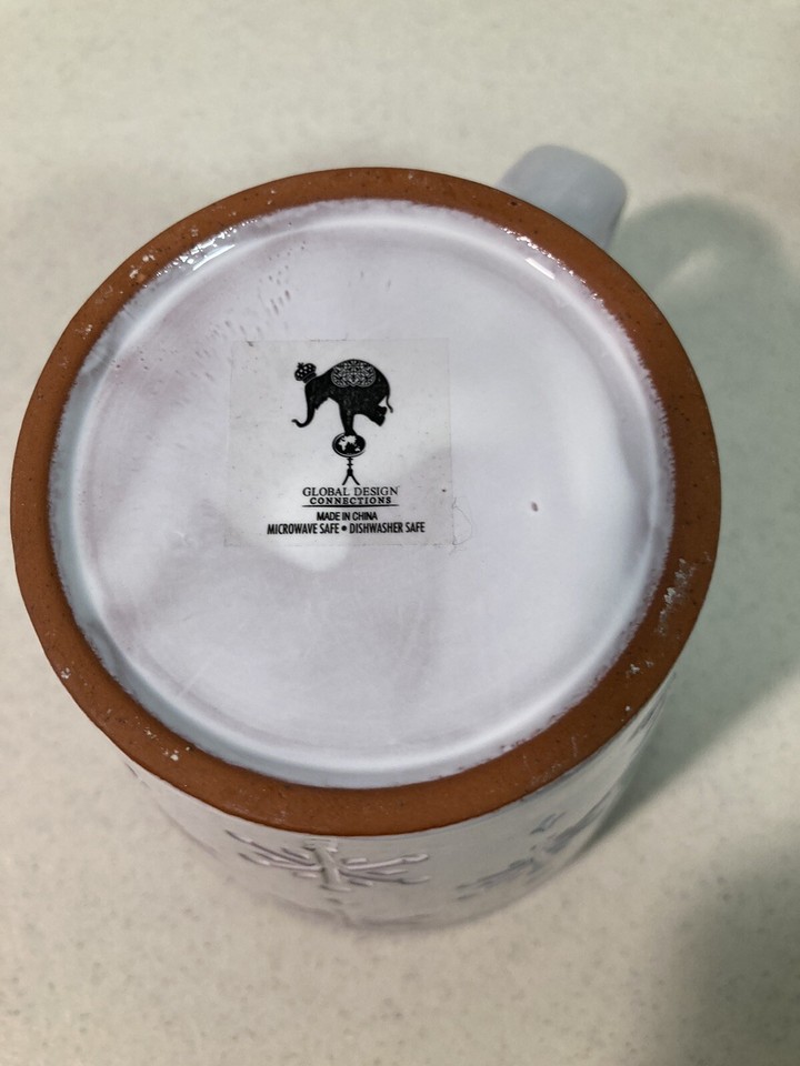 GLOBAL DESIGN COLLECTIONS large "snowflake" mug; no chips; ht 4 1/8 ...