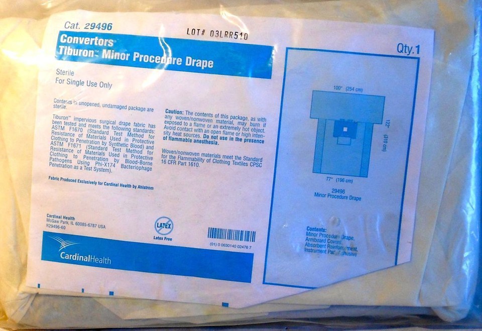 CARDINAL HEALTH 29496 TIBURON MINOR PROCEDURE DRAPE, CONVERTER - NEW ...