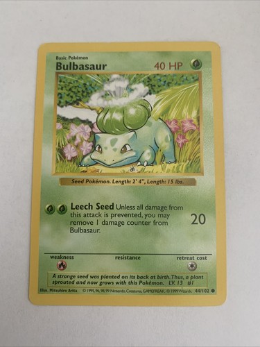 Pokémon TCG Bulbasaur Base Set 44/102 Regular Shadowless | eBay