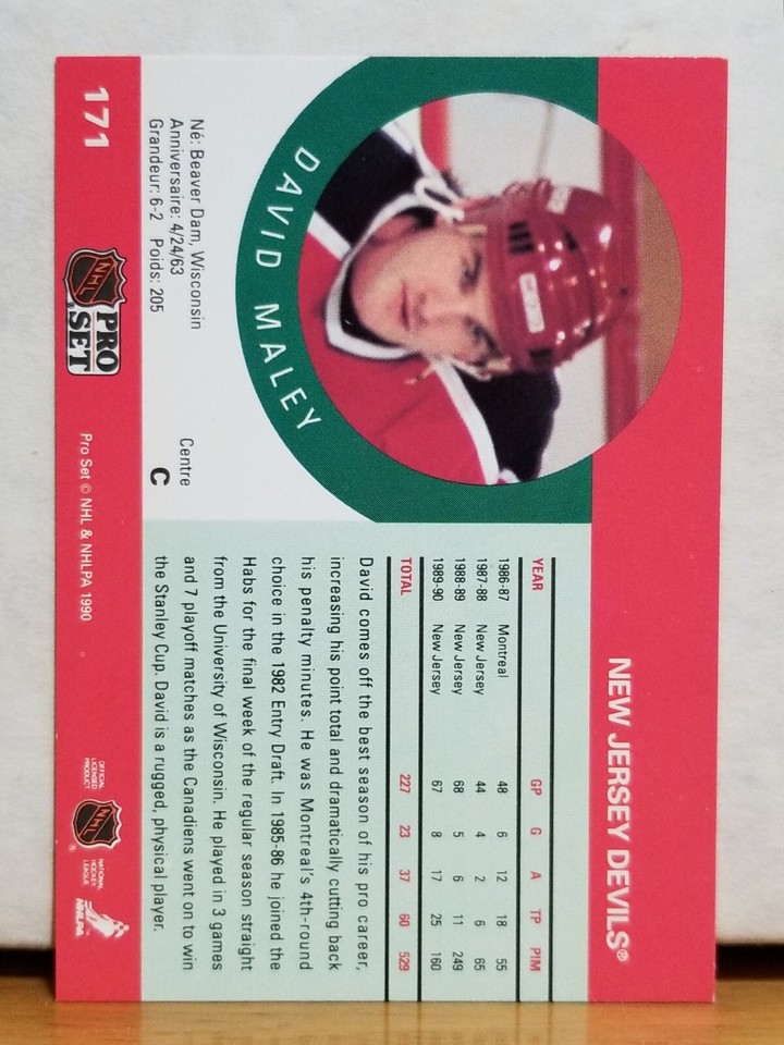 1990-91 Pro Set - #171 David Maley (RC) | eBay