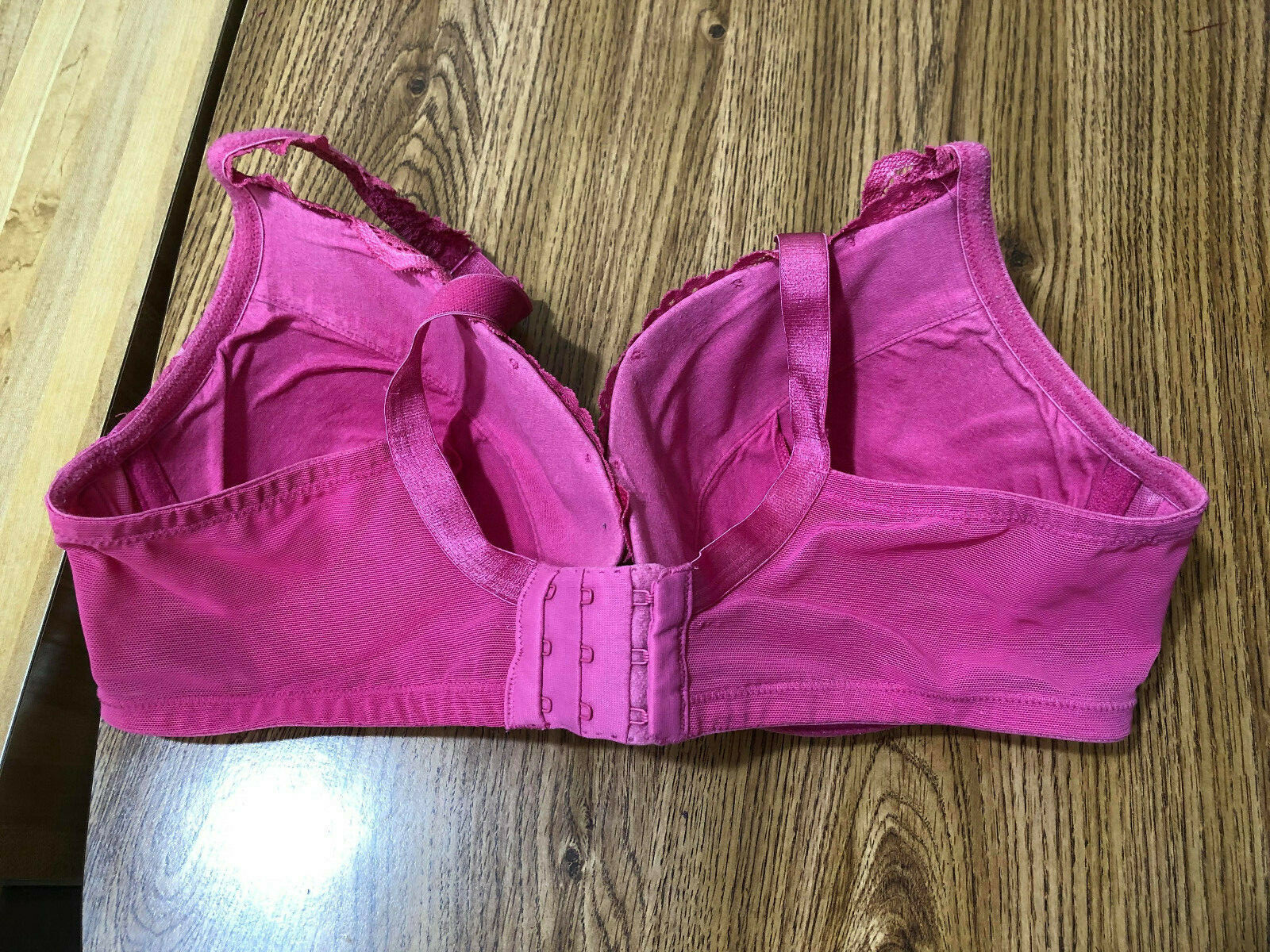 Cacique Sz 40C Bright Pink Lace Bra Underwire Lightly… - Gem