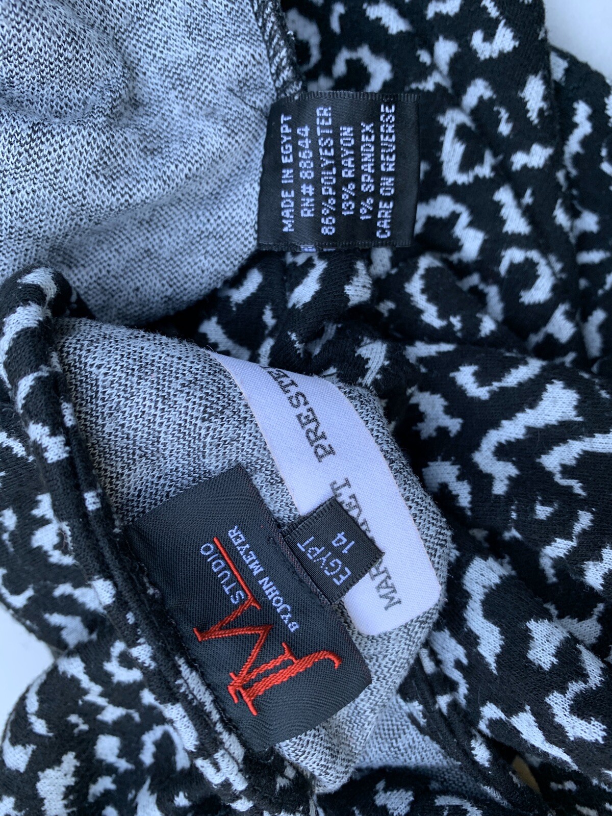 JM STUDIO BY JOHN MEYER Black White 3/4 Length Sleeve Dress Plus Sz 14 ...