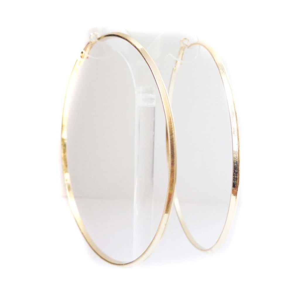 LARGE HOOP EARRINGS CLASSIC HOOP EARRINGS GOLD OR SILVER TONE 4 INCH ...