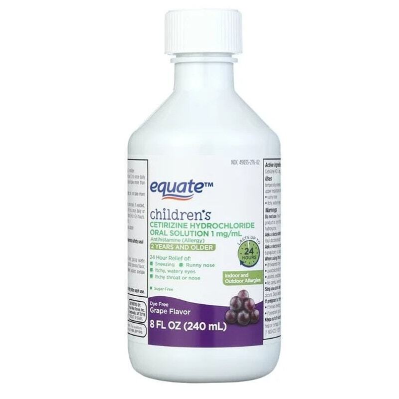 Equate Children's Cetirizine Hydrochloride Allergy Relief Oral Solution ...