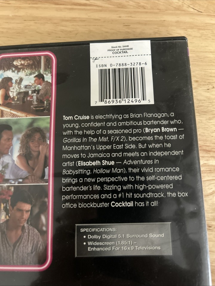 Cocktail (DVD) Tom Cruise CLASSIC ENTERTAINING MOVIE 786936124965| eBay