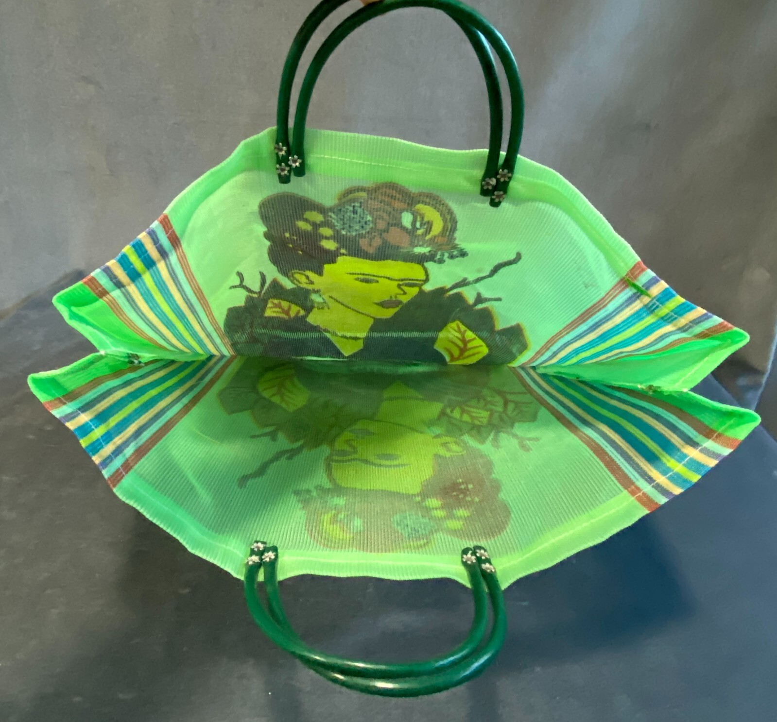 Frida Kahlo Mexican Recycled Plastic Mesh Tote Bag - Gem