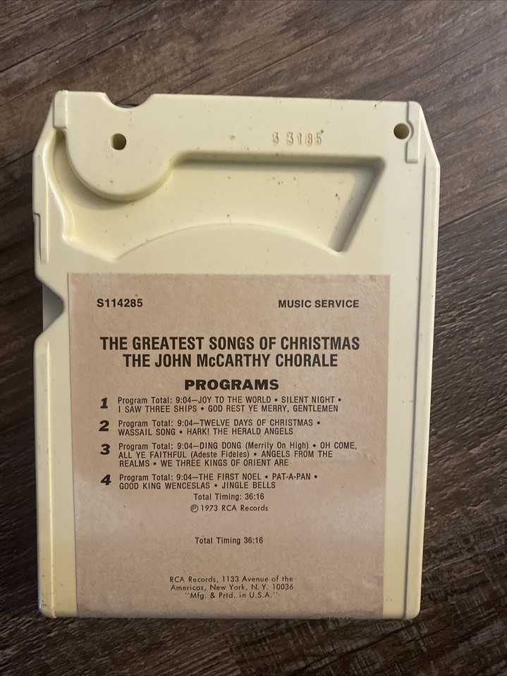 JOHN MCCARTHY CHORALE The Greatest Songs Of Christmas 8 Track Cartridge ...
