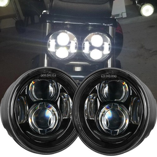 4.65" Twin Dual LED Headlight Black For Harley Davidson Fat Bob FXDF 08 ...