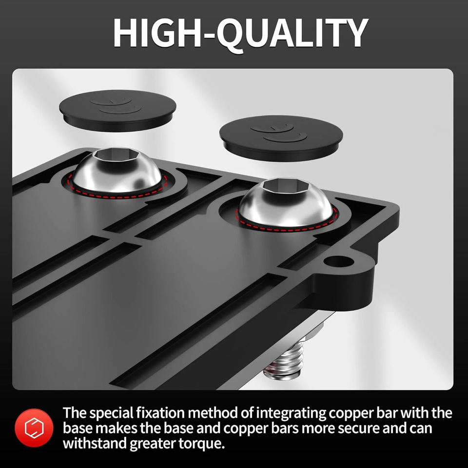 Dual M8 Bus Bar 12V-48V 250A Power Distribution Block 12xM8 Posts Studs ...