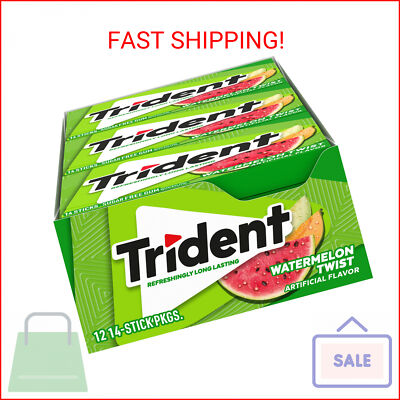 Trident Watermelon Twist Sugar Free Gum, 12 Packs of 14 Pieces (168 ...