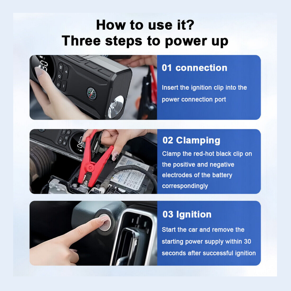 99800mAh Car Jump Starter Booster Jumper Box Tire Inflator Compressor ...