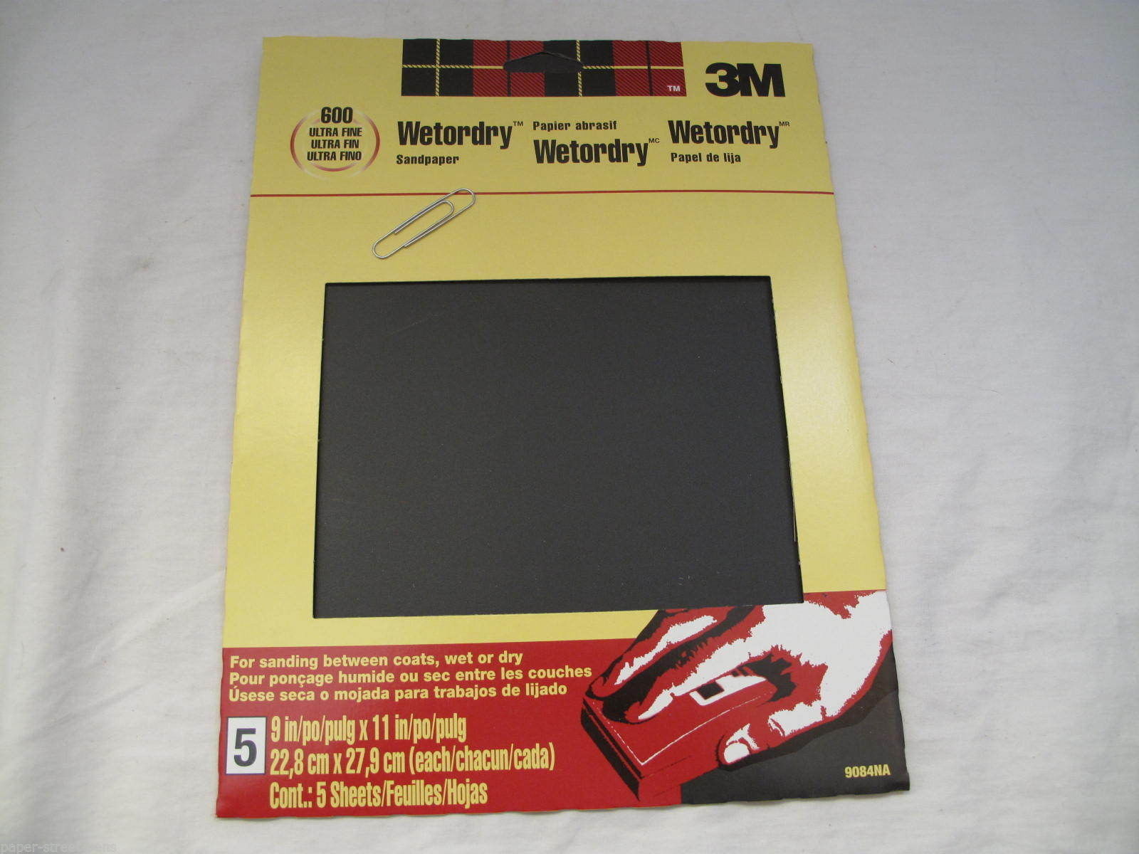 (1) NEW Package of 5 Sheets 3M USA 600 grit Wetordry Sandpaper Finish ...