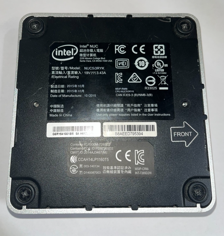 Intel NUC i3-5010U 2.10GHz, 8GB Memory, 120GB SSD, Windows 10 Pro, No wifi | eBay UK