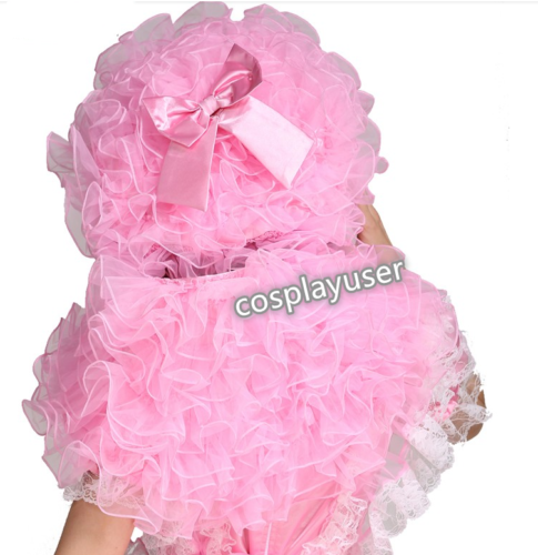 SISSY MAID * ADULT BABY * Prissy Organza Puffy Pink Bonnet With Cape | eBay