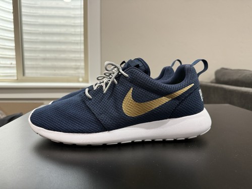 Nike Roshe Run Men’s Shoes Size 10.5 Navy Gold Swoosh NikeID Custom | eBay