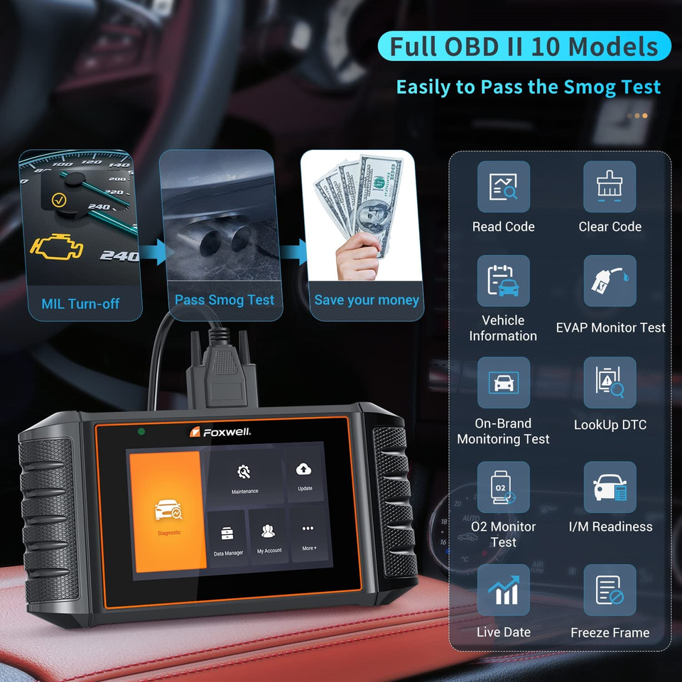 FOXWELL Check All System Fault OBDll Code Reader Car Diagnostic Tool ...