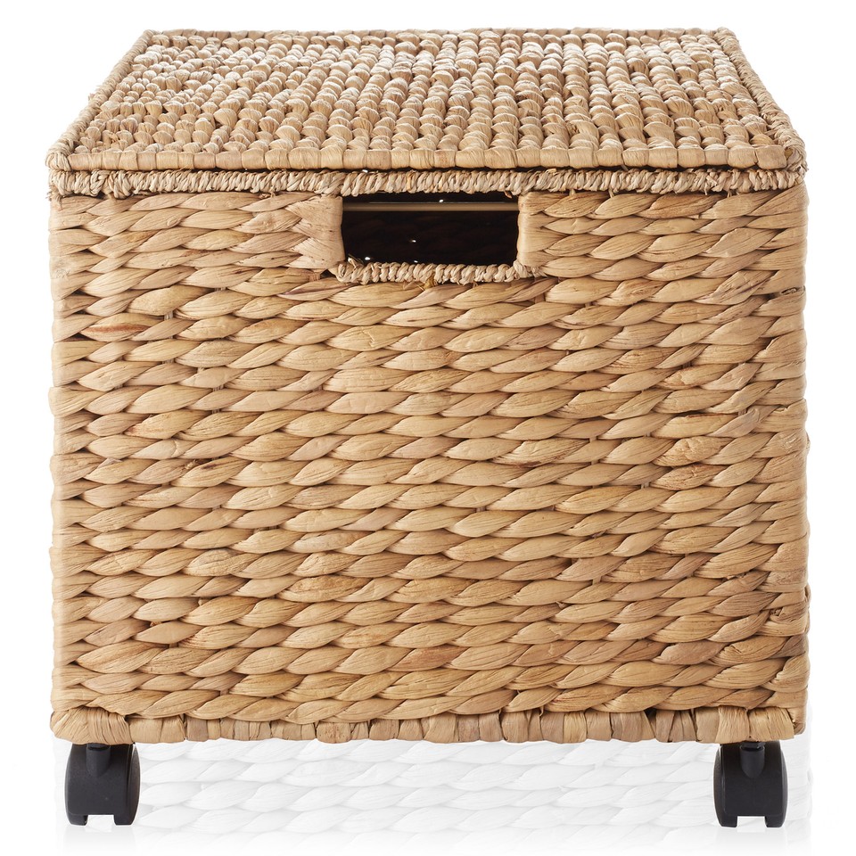 Rolling Filing Cabinet Cart, Hyacinth Wicker File Storage Box Office ...