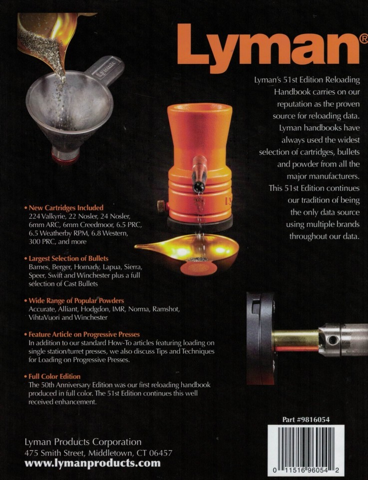 Lyman 51st Reloading Manual SOFT COVER Book Latest Edition 9816053 FAST ...